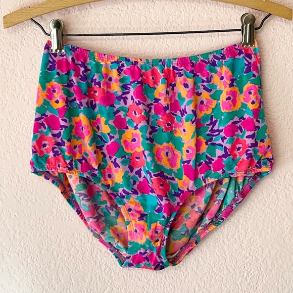 Vintage | Swim | Vintage Retro 8s 90s Funky Colorful Floral Swimsuit ...